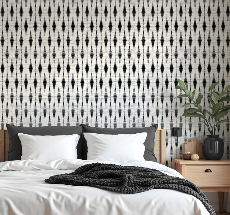 Geometric wallpaper black rabaul ikat design
